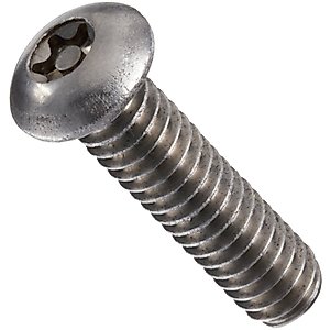 Stainless Steel Machine Screw, Plain Finish, Button Head, Pin In Star Drive, 1/2" Length, 1/4"-20 Threads (Pack of 100)