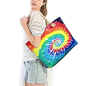 Me Plus Women Summer Large Beach Tote Bag Top Zipper Closure Braided Rope Handles Inner Pocket (TIE DYE - Multi)