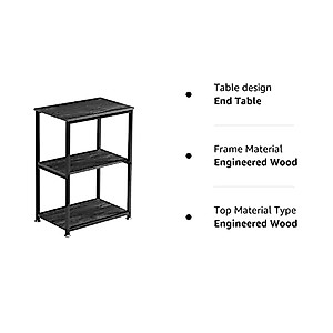 VECELO Tall End Side Table, 30" Height Nightstand with 3-Tier Storage Shelf for Living Room Bedroom Office Hallway Study, 1-Pack, Carbon Grey