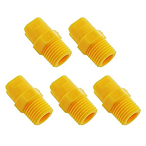 E-outstanding 5-Pack Flat Fan Spray Tip 1/4" BSP Male Thread PP Plastic Standard Veejet Yellow Nozzles, 80 Degree