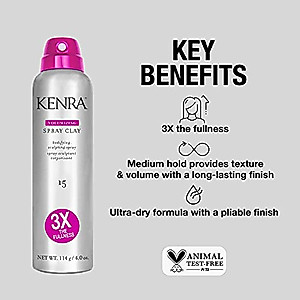 Kenra Volumizing Spray Clay 15 | Bodifying, Fullness Spray | 3X The Fullness | Medium Hold | Provides Texture & Volume With A Long-Lasting Finish | All Hair Types | 4 oz