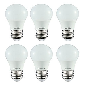 Sunlite LED A15 Refrigerator Light Bulb, 5.5 Watts (40W Equivalent), 450 Lumens, Medium Base (E26), Dimmable, Frosted Finish, UL Listed, 40K - Cool White, 6 Pack