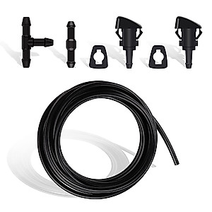 Windshield Washer Hose Repair Kit(2M Hose +2 Connectors +2 Windshield Washer Nozzle+2 Gaskets),OEM: #5113049AA 4805742AB 5160308AA 5116079AA (Hose Kits)