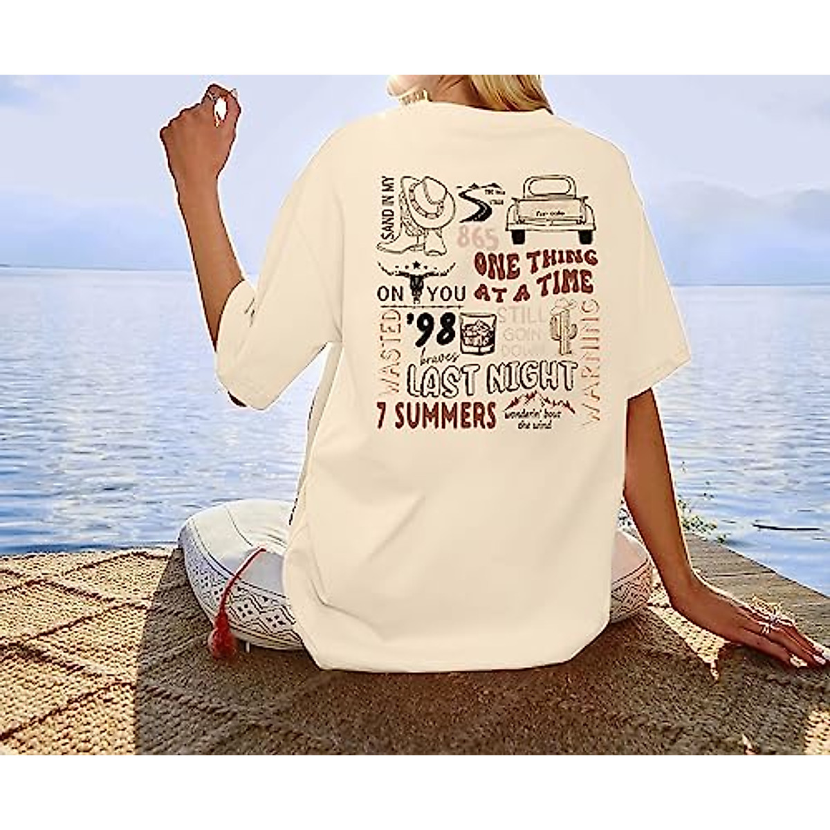 Cow Skull Shirts for Women Western Graphic T Shirts Oversized Country Music Shirt Rodeo Cowboy Graphic Tee