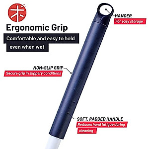 Moku Home Shower Scrubber 3 in 1 Extendable Long Handle 58" Cleaning Brush - Non Scratch Shower Brush for Cleaning Bathroom Kitchen Toilet Wall Tub Tile Sink (Red)