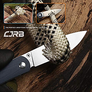 CJRB Folding Pocket Knife Ria(J1917), Small Tactical Knife with 0.1” 12C27 Blade and Micarta Handle for EDC Outdoor, Camping, Survival, Hunting, Fishing,Blue