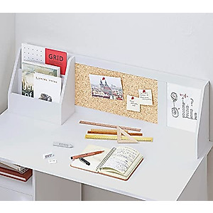 UTEX Kids Study Desk with Chair, Wooden Children School Study Table with Hutch and Chair for 3-8 Years Old, Student's Study Computer Workstation & Writing Table for Home School Use,White