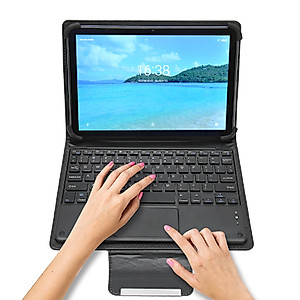 Honio 10.1 Inch Tablet, 5G WiFi 2 in 1 FHD Tablet 5.0 100-240V Blue 12 (US Plug)