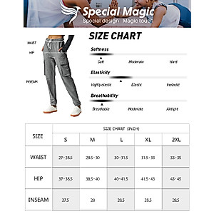 SPECIALMAGIC Women's Cargo Sweatpants Cotton Athletic Joggers 4 Pockets Sporty Pants Heather Grey Medium