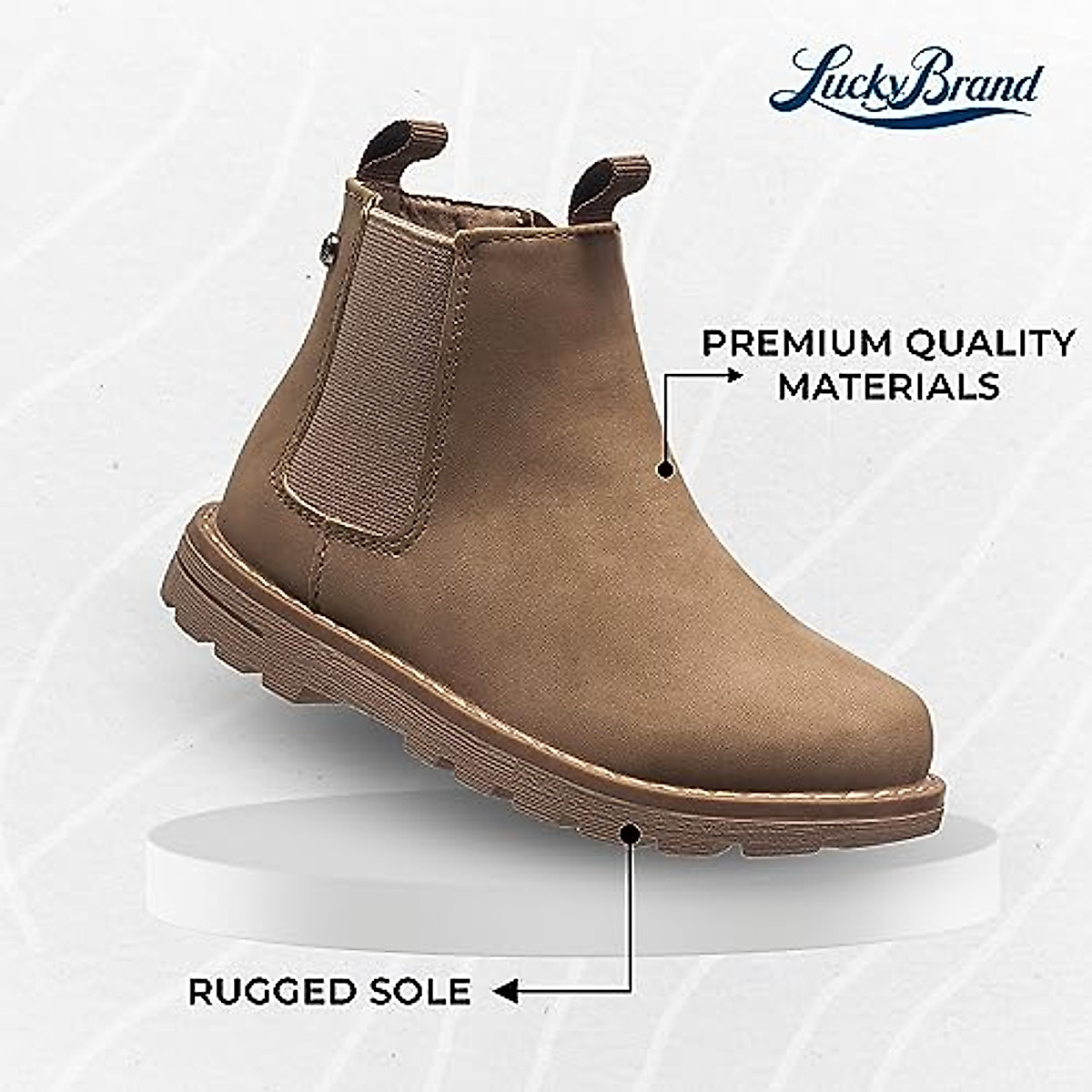 Lucky Brand Chelsea Boots for Girls - Outdoor Side Zipper Comfortable Girls Ankle Boots - Stylish Little Girl Boots with Anti-Slip Outsole in Taupe Size 2 Little Kid