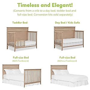 SweetPea Baby Bayfield 5-in-1 Convertible Crib in Sand Dunes, JPMA, and Greenguard Gold Certified, Made of Sustainable New Zealand Pinewood, Sturdy and Durable Crib