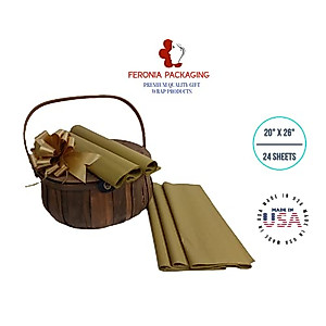 Antique Gold Tissue Paper Squares, Bulk 24 Sheets, Premium Gift Wrap and Art Supplies for Birthdays, Holidays, or Presents by Feronia packaging, Large 20 Inch x 26 Inch
