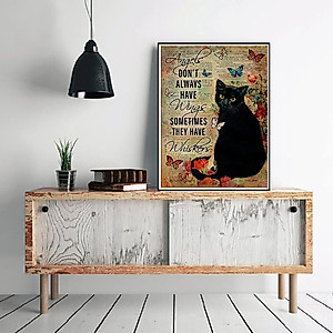 YEEIFFD Black Cat Diamond Art Angels Don't Always Have Wings Sometimes They Have Whiskers Diamond Painting Kits for Adults Paint by Number for Home Recreation and Wall Decoration 12x16 Inch