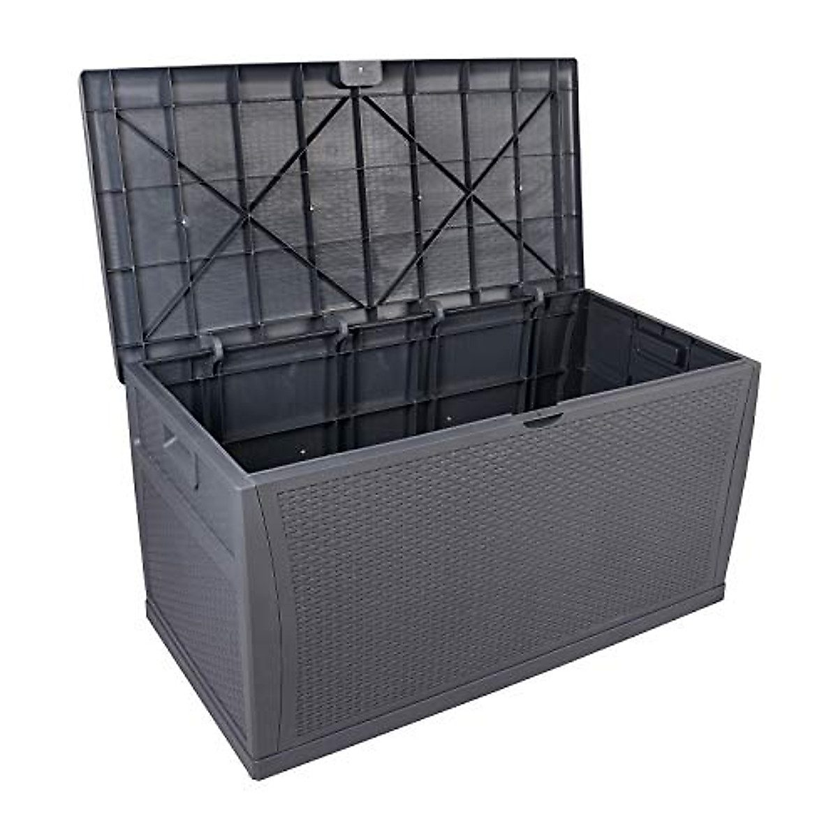 120 Gallon 460L Patio Deck Box for Storage, Outdoor Garden Plastic Storage Deck Box with Lockable, Large Wicker Storage Container for Patio Furniture Cushions, Throw Pillows, Garden Tools, Toys