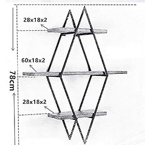 TJLSS Way Rustic Wood Wall Floating Shelves,Decorative Wall Shelf for Bedroom, Living Room, Bathroom, Kitchen, Office and More (Rhombus)