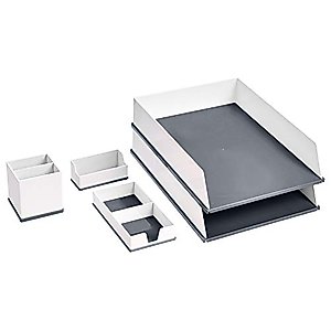 Amazon Basics Desk Organization Set - Grey and White