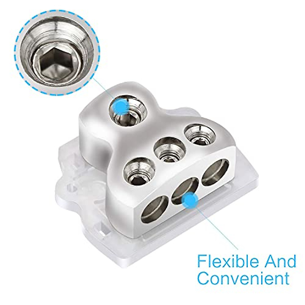 BRIGHTFUN 3 Way Power Distribution Block, 1x 0 Gauge in / 3X 4 Gauge Out Amp Power Distribution Ground Distributor Connecting Block for Car Amplifier Audio Splitter (HX-DB)