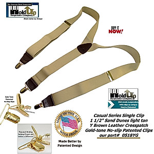 Hold-Up Suspender Company Casual Series Sand Dunes YG Suspenders for Men In the Traditional Y-Back Style with USANo-Slip Clips