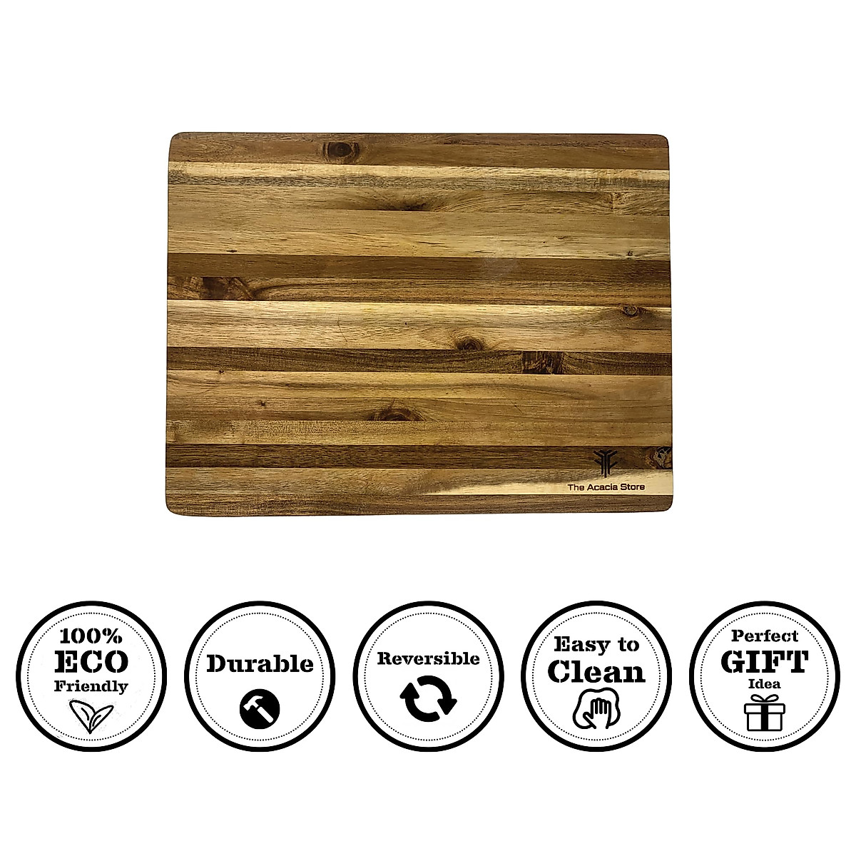 Acacia Wood Rectangular Cutting Board, Made in Vietnam 15.75 x 11.8 x 0.8 Inch