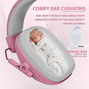 Mokata Baby Kids Earmuffs Hearing Protection Noise Cancelling Headphones Adjustable Fit for 3 Months to 2-18 Years Ages Pink