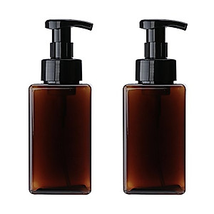 UVIVIU 450ml(15oz) Plastic Foaming Soap Dispensers, Refillable Foam Hand Soap Dispenser Pump Bottle for Liquid Soap Shampoo Bathroom Kitchen Sink (Brown 2 Pcs)