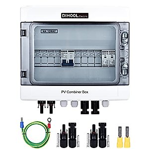 DIHOOL 4 String PV Solar Combiner Box for Solar Panels 10 Amp Fuse UV-Proof IP65 Waterproof Box DC500V