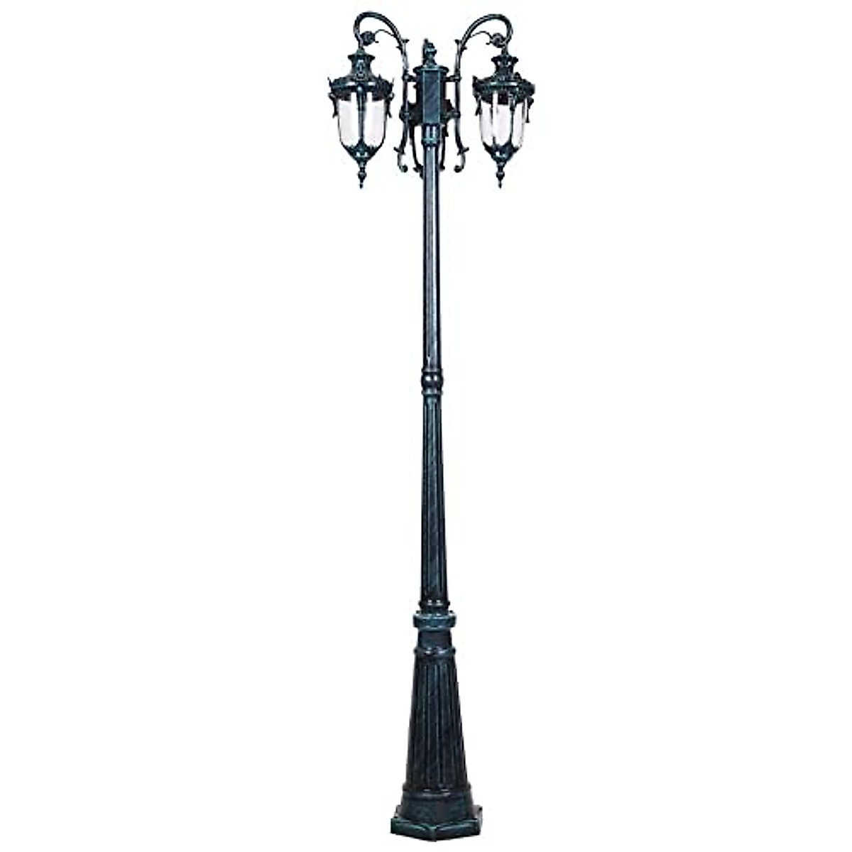 MODEBHD 205cm 3-Head Outdoor Waterproof Table Lamp Post Light Column Lamp European Fence Door Villa Glass Aluminum Lantern E27 Decoration Street Light Landscape High Pole Floor Lamps