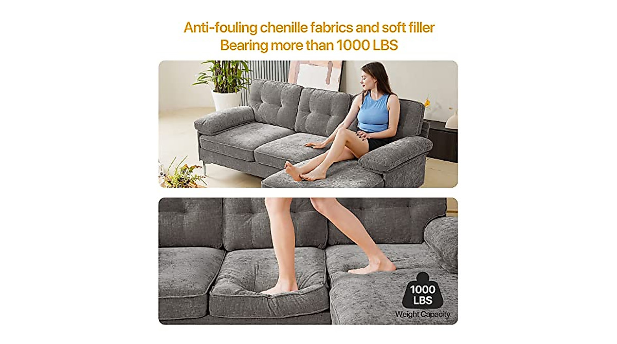 COOSLEEP Convertible Sectional Sofa – Stylish & Supportive