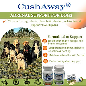 CushAway 60Tabs HMR Lignans and Melatonin for Small to Large Dogs Cushing Treatment Dogs Adrenal Support Supplements Improves Overall Well-Being Phosphatidylserine 90mg Melatonin 3.5mg HMR lignans24mg