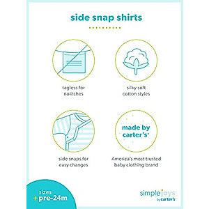 Simple Joys by Carter's Unisex Babies' Side-Snap Short-Sleeve Shirt, Pack of 6, White, 0-3 Months