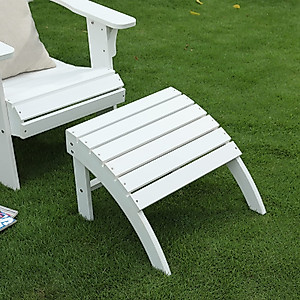 Psilvam Adirondack Ottoman, Adirondack Footstool for Adirondack Chair Weather Resistant Foot Rest for Outdoor Porch, Yard, Garden（White）