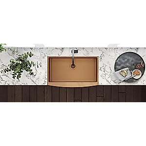 Ruvati Copper Tone 36-inch Apron-Front Farmhouse Kitchen Sink - Matte Bronze Stainless Steel Single Bowl - RVH9880CP