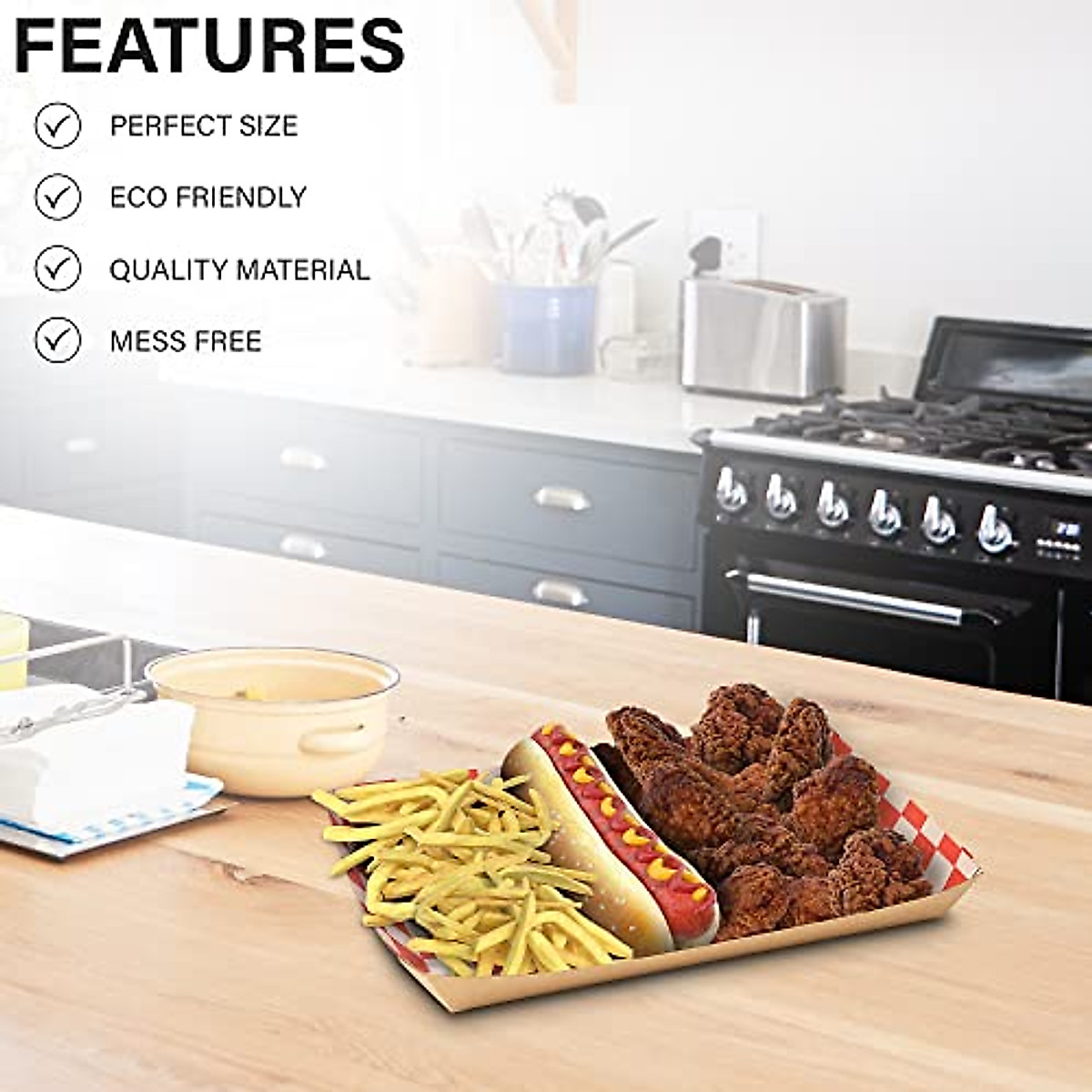 MT Products Red and White Kraft Checkerboard 10 inch School Lunch or Cafeteria Food Tray - Pack of 20 - Size: 10.5” x 7.5” x 1.5” inches Made in The USA