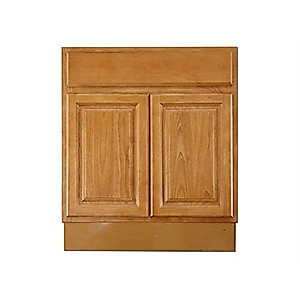 Natural Oak 27 Inches Vanity Bathroom Elegant Shaker Traditional Door Cabinet Drawer Single Sink Base Bath Wall Faucet Vessel Vanities Kitchen Wood Hardwood 27" W x 31.5" H x 21" D