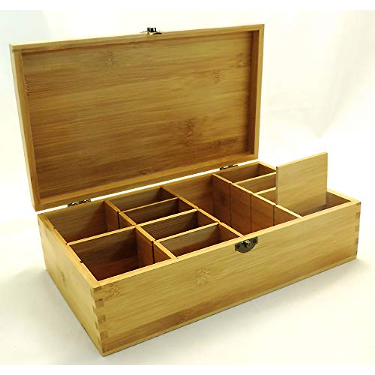 cookbook people Multikeep Adjustable Tea Box 128 Tea Bag Storage Organizer Bamboo Latching Lid (Blank Lid)