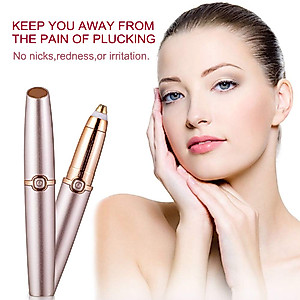 SiKii Eyebrow Hair Remover, Painless-Precision Eyebrow Trimmer Brows Epilator Eye Brow Facial Face Razor for Face Lips Nose Facial Hair Removal with LED Light for Women Men (Rose Gold)