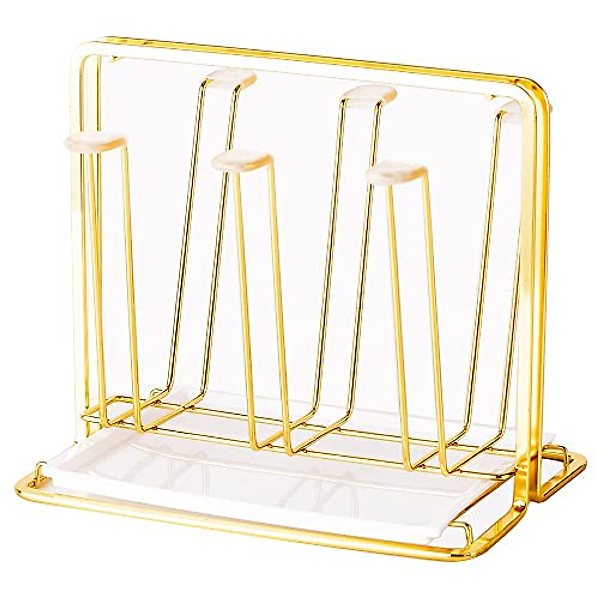 YISMAN Metal Cup Drying Rack with 6 Hooks, Bottle Drying Rack with Drain Tray,Coffee Mug Holder,Mug Organizer Golden