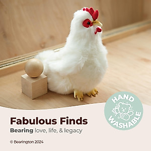 Bearington Henny Plush White Hen Stuffed Animal, 9 Inches