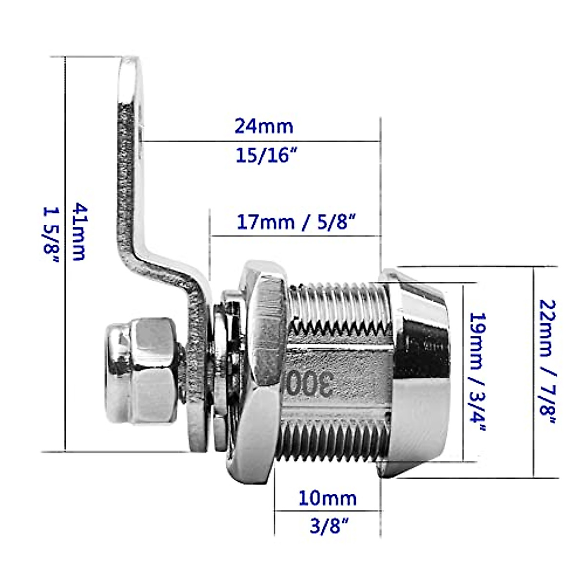 WOOCH Toolbox Lock Tubular Cam Replacement Lock Hook Cam Keyed Alike (5/8 Inch, Chrome Finish, 2 Pack)