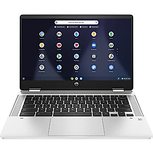 Laptop HP X360 14b Chromebook 14in HD Touchscreen Intel Celeron 4GB DDR4 32GB eMMC WiFi Webcam BO Speakers Bluetooth Chrome Silver Color (Renewed)
