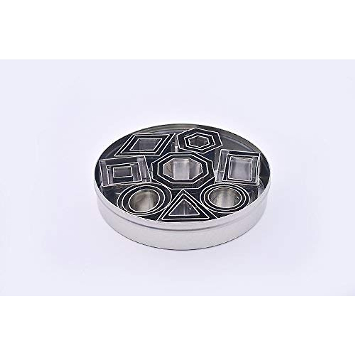 SurgeHai Geometric Shape Cutters Mini Cutters Including Hexagon, Square, Circle, Oval, Diamond Molds for Fondant, Clay–Stainless Steel, 24 Pcs Set