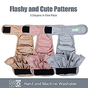 wegreeco Dog Diapers Female (3 Pack), Highly Absorbent Dog Diapers for Female Dogs, Washable Dog Diapers for Dogs in Heat, Incontinence, or Excitable Urination (Morandi, Medium)