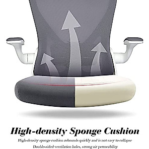 Moppson Ergonomic Office Chair, High Back Desk Chair,360-Degree Swivel,Adjustable Height with Flip-Up Arms,Tilt Function,Cushion for Lumbar Support Office Chair (White)