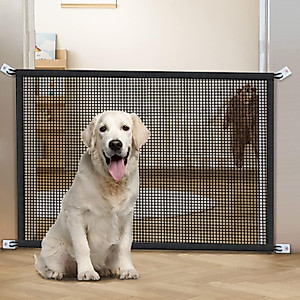 Dog Gate for Stairs Pet Gates for The House: Dogs Screen Mesh Gate for Doorways Stairways Indoor Safety 29 inches Tall, 38 inch Wide