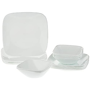 Corelle Square Pure White 18-Piece Dinnerware Set, Service for 6