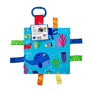Baby Jack & Co 8x8” Ocean Lovey Tag Toys for Babies - Baby Crinkle Toys - Crinkle Toys for Baby - Soft & Safe - Learn Shapes & Colors - Ideal Baby Toy & Shower - BPA Free w/Stroller Clip