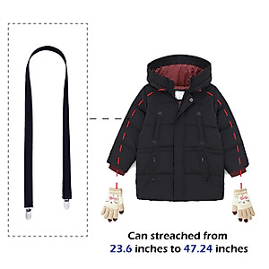 TRIWONDER Mitten Clips for Toddlers Kids Gloves Clips Adults Dress Clips Back Cinch Suspender Sweater Cardigan Shawl Boot Hat Clip for Travel (Black, 7.5cmx2-10cmx1-120cmx1)