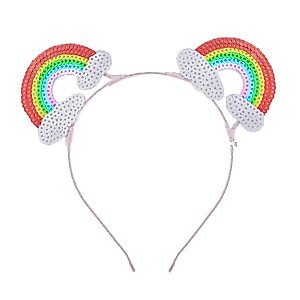 A Miaow Fashion Halloween Honey Bee Rainbow Tiara MM Bow HairBand Women Adults Birthday Party Festival Glitter Mouse Ears Costume Headband (Rainbow)