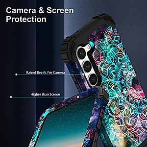 Hocase for Galaxy S23 Plus Case, Shockproof Heavy Duty Protection Soft Silicone Rubber Bumper+Hard Plastic Hybrid Protective Case for Samsung Galaxy S23 Plus (6.6") 2023 - Mandala in Galaxy