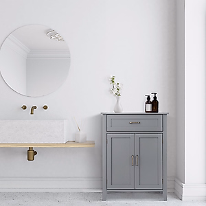 Teamson Home Mercer Mid Century Modern Wooden Floor Cabinet, Gray